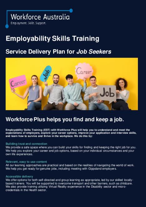 EST Service Delivery Plan - VIC - Gippsland - Workforce Plus (Participant) - Department of ...